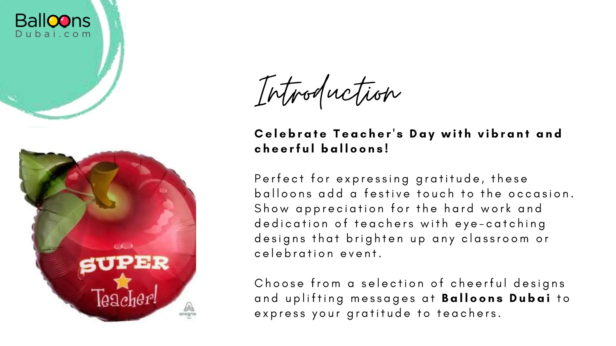 Celebrate Teacher's Day with vibrant and cheerful balloons! | PPTX