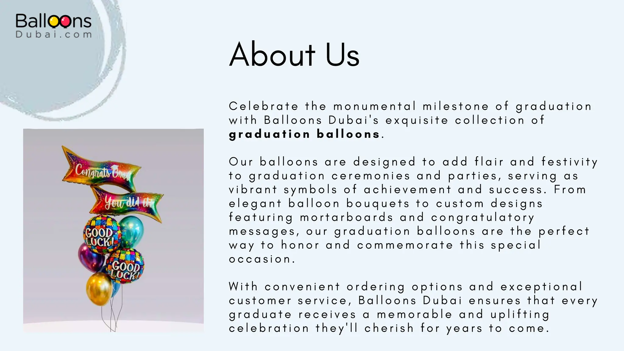 Introduction To Graduation Balloons In Dubai | PPT