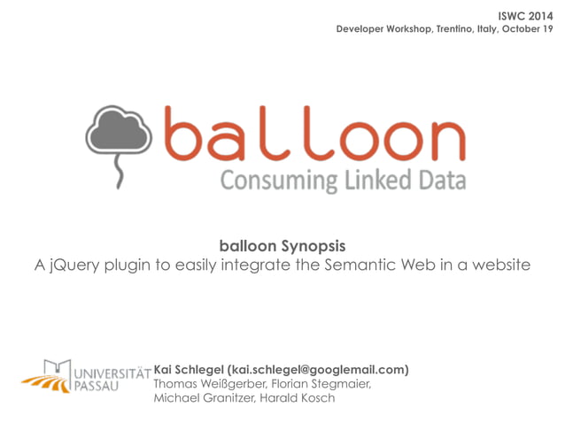 balloon Synopsis at ISWC 2014 Developer Worksop | PPT