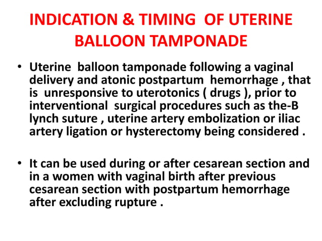 Balloon Tamponade in Post partum Hemorrhage Dr Sharda Jain Dr Jyoti ...