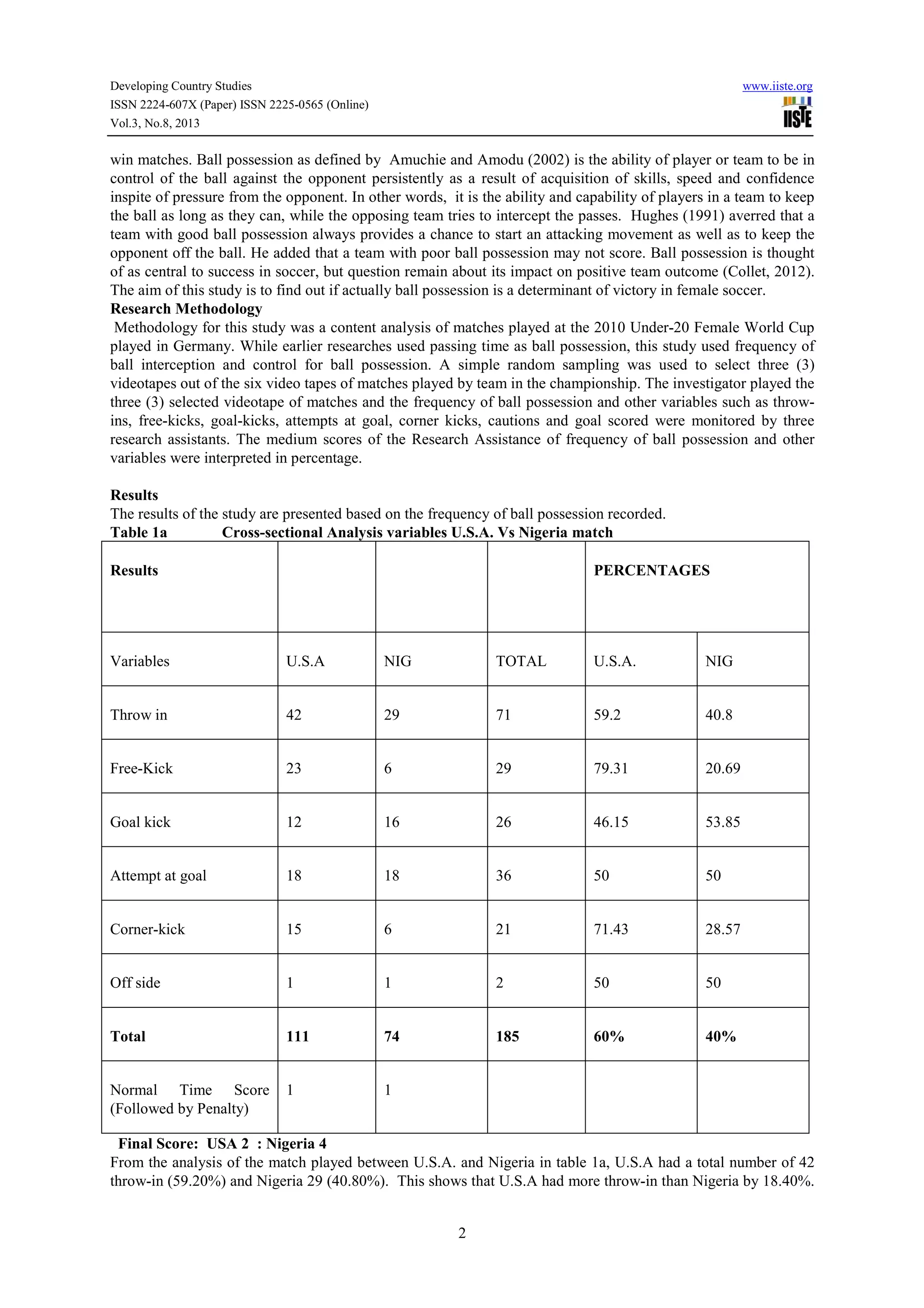 Ball possession as a determinant of victory in soccer | PDF