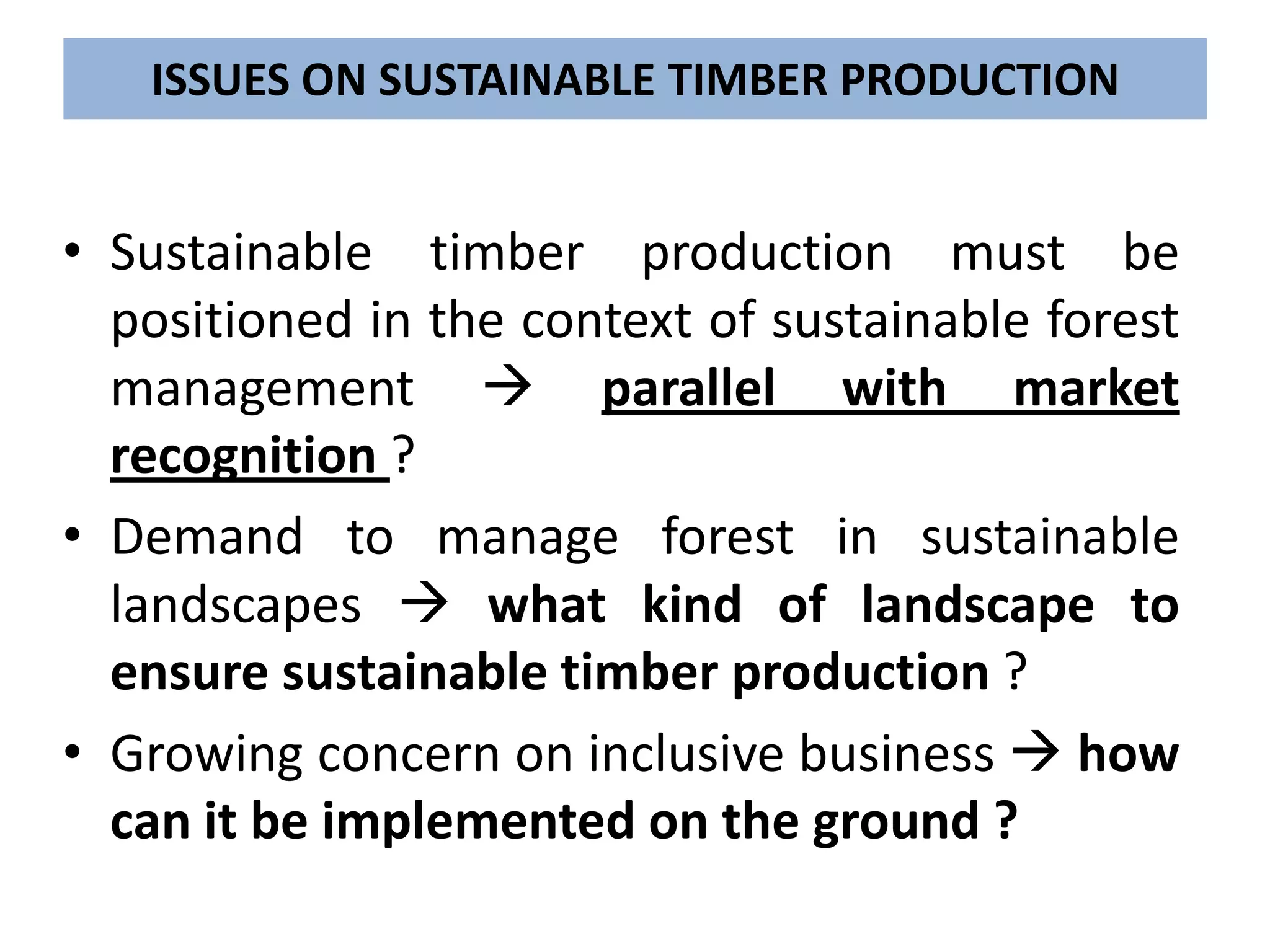 Investments: Sustainable Timber Production - the Association of ...