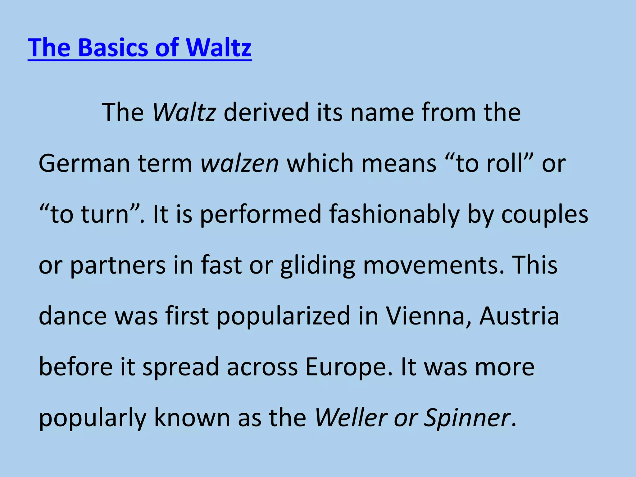 Ballroom Dancing (Waltz, Chachacha) | PPTX