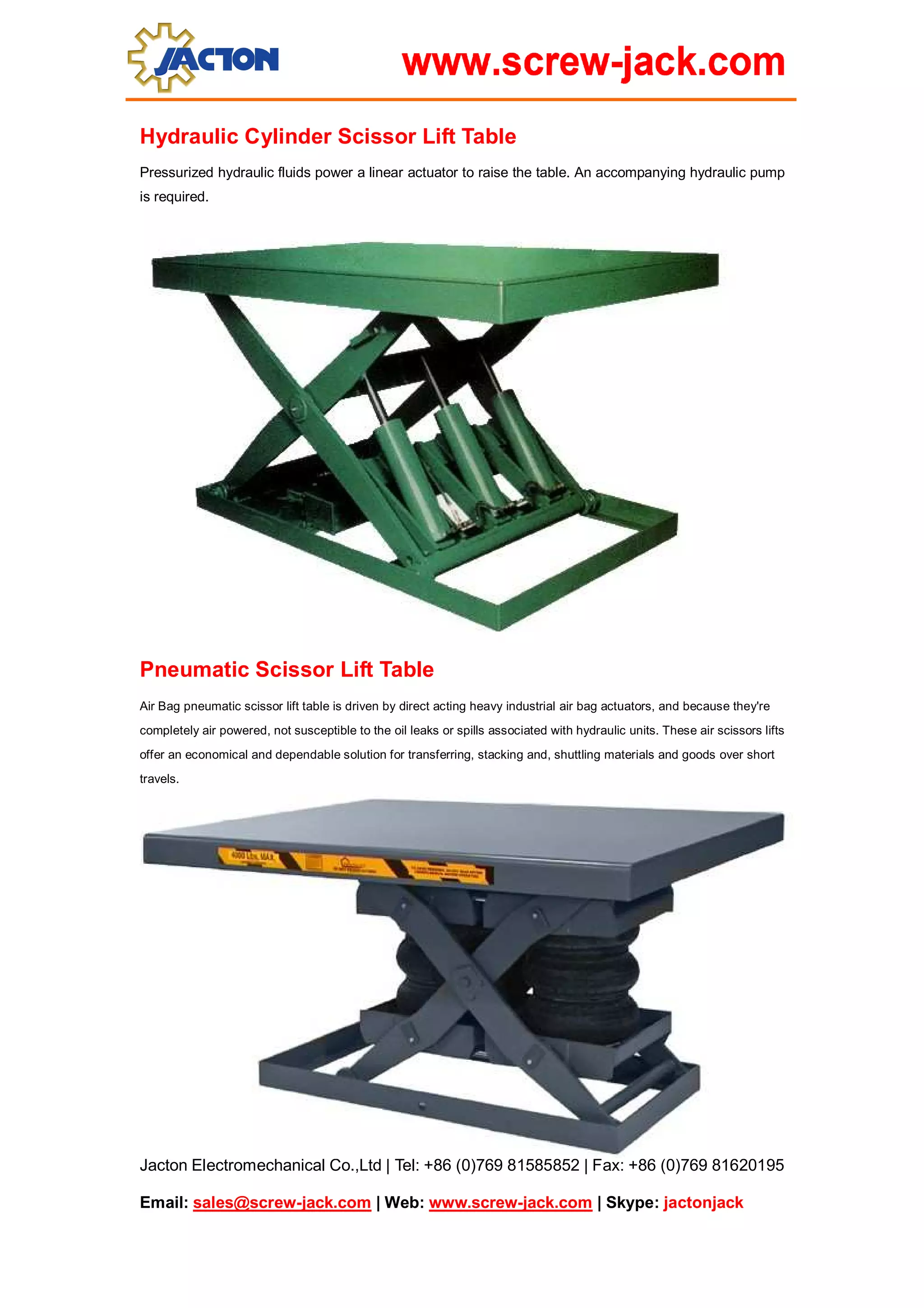 Ball screw or acme screw jack lifting system for scissor lift table ...