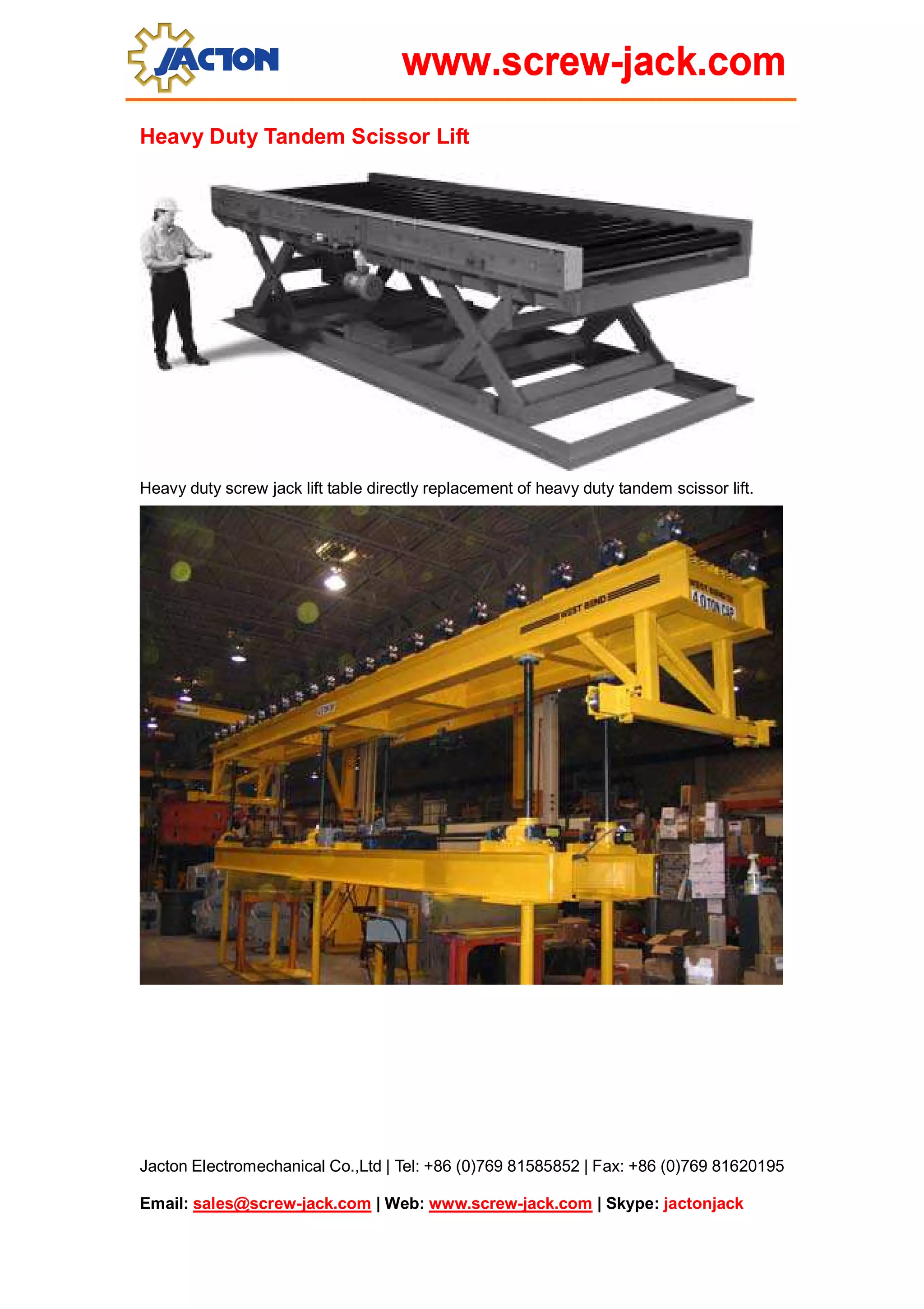 Ball screw or acme screw jack lifting system for scissor lift table ...