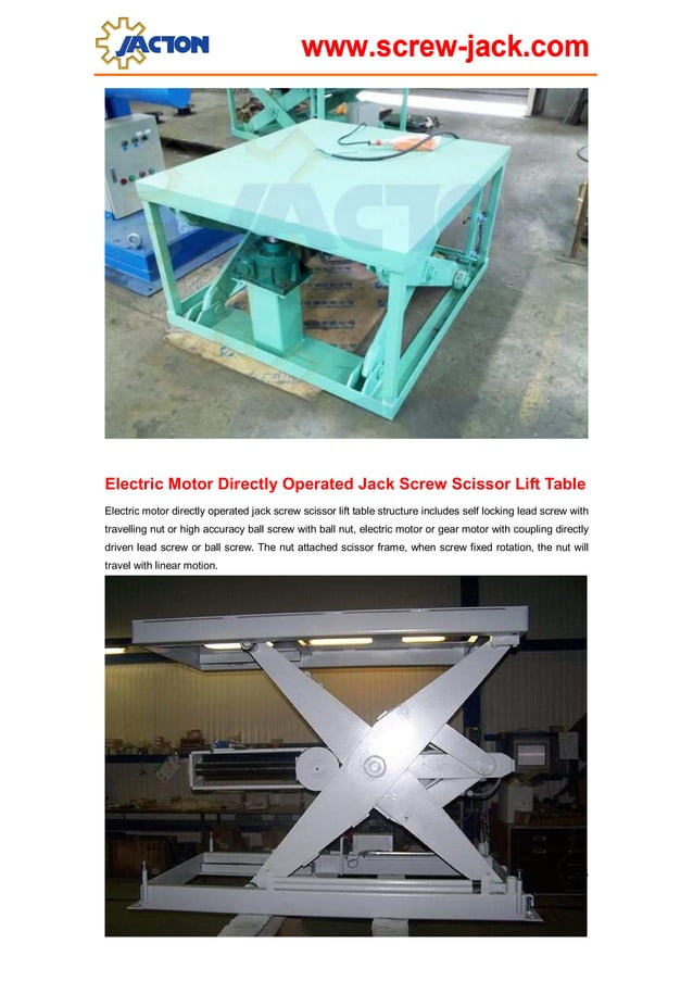 Ball screw or acme screw jack lifting system for scissor lift table ...