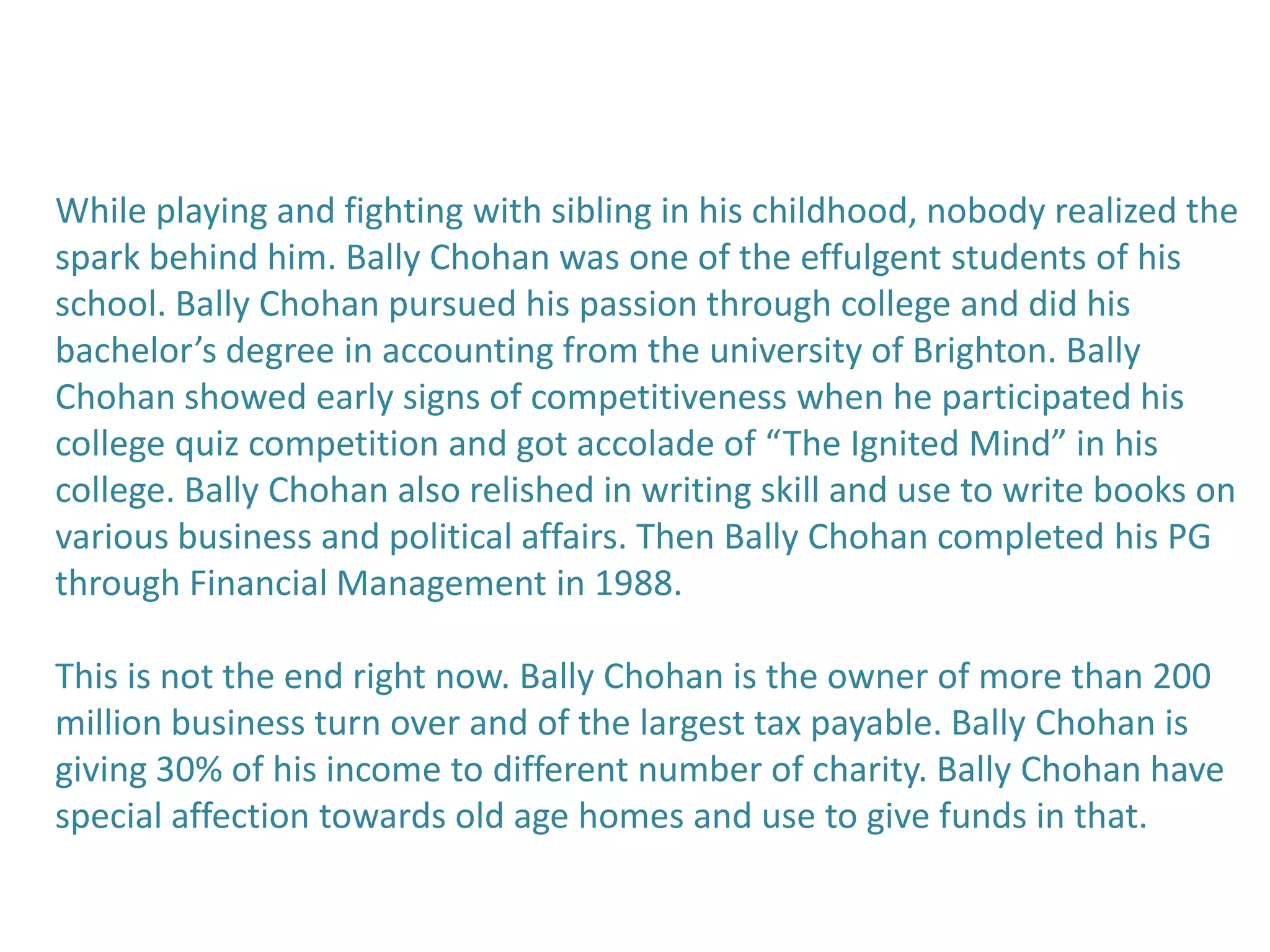 Bally chohan biography | PPT