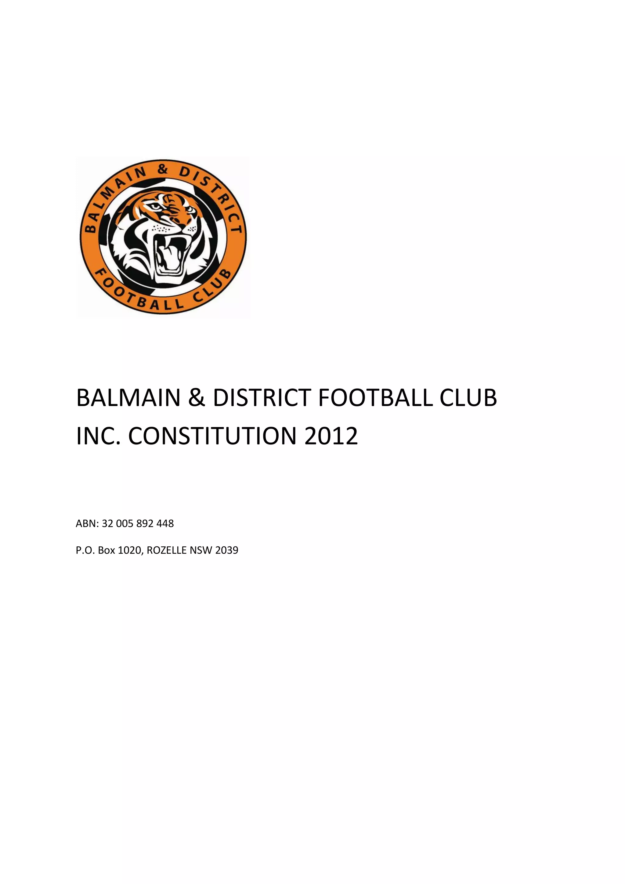 Balmain Football Club Constitution 2012 | PDF