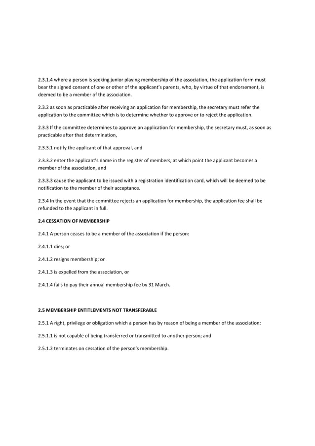 Balmain Football Club Constitution 2012 | PDF | Law