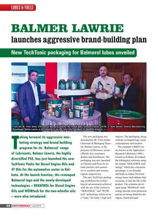 Balmer lawrie motorindia july'15 | PDF