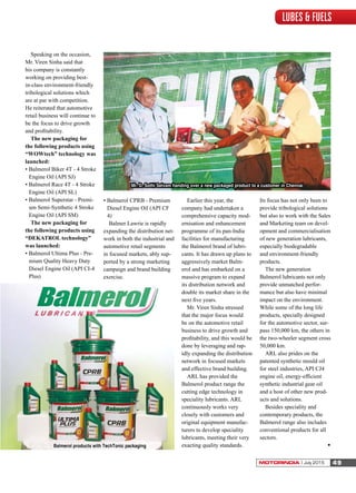 Balmer lawrie motorindia july'15 | PDF