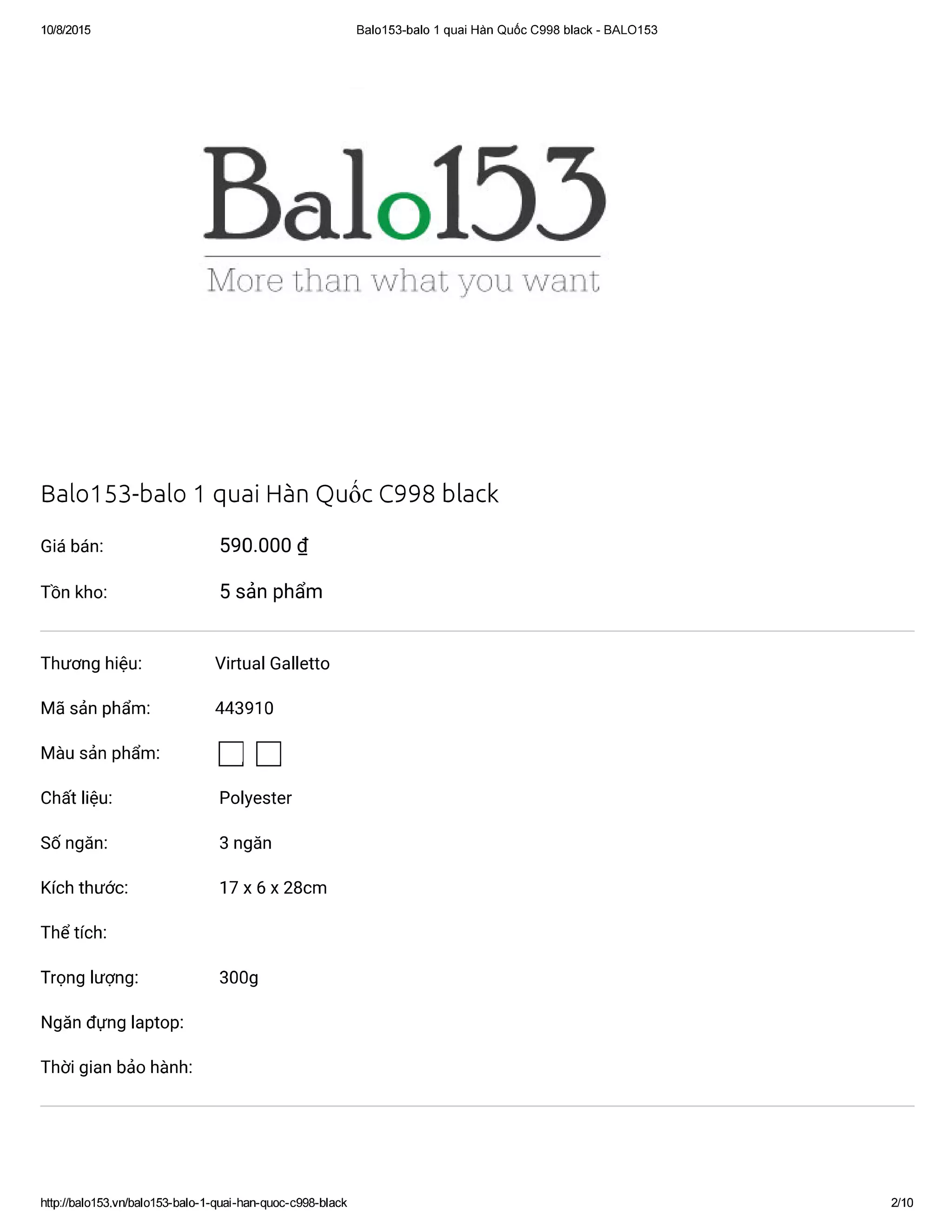 Balo153 balo 1 quai hàn quốc c998 black | PDF