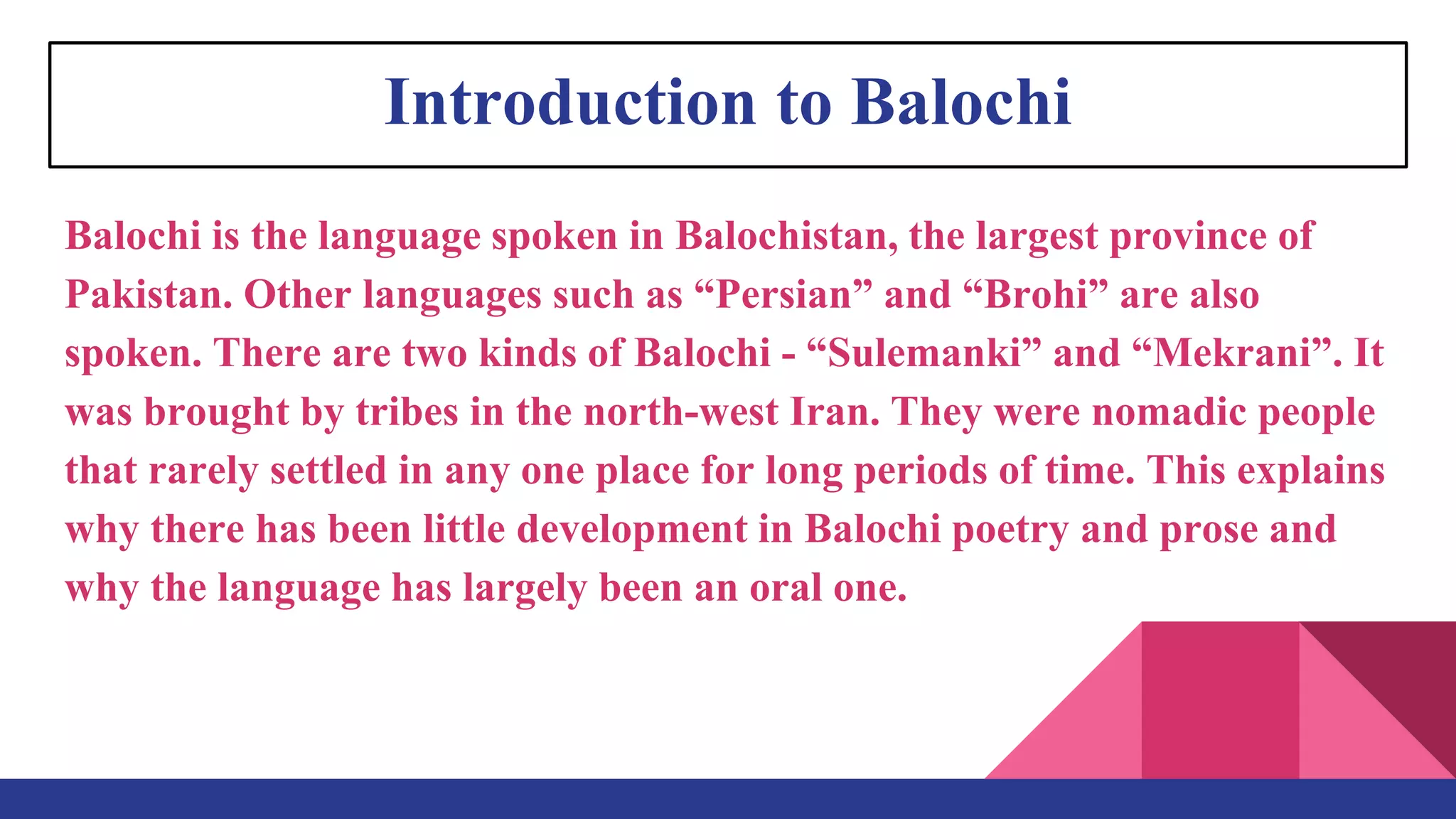 Balochi language | PPTX