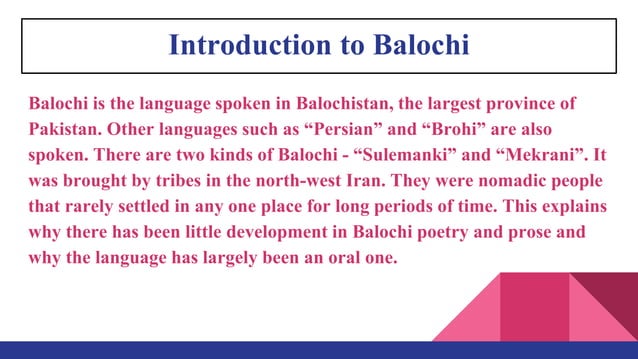 Balochi language | PPTX