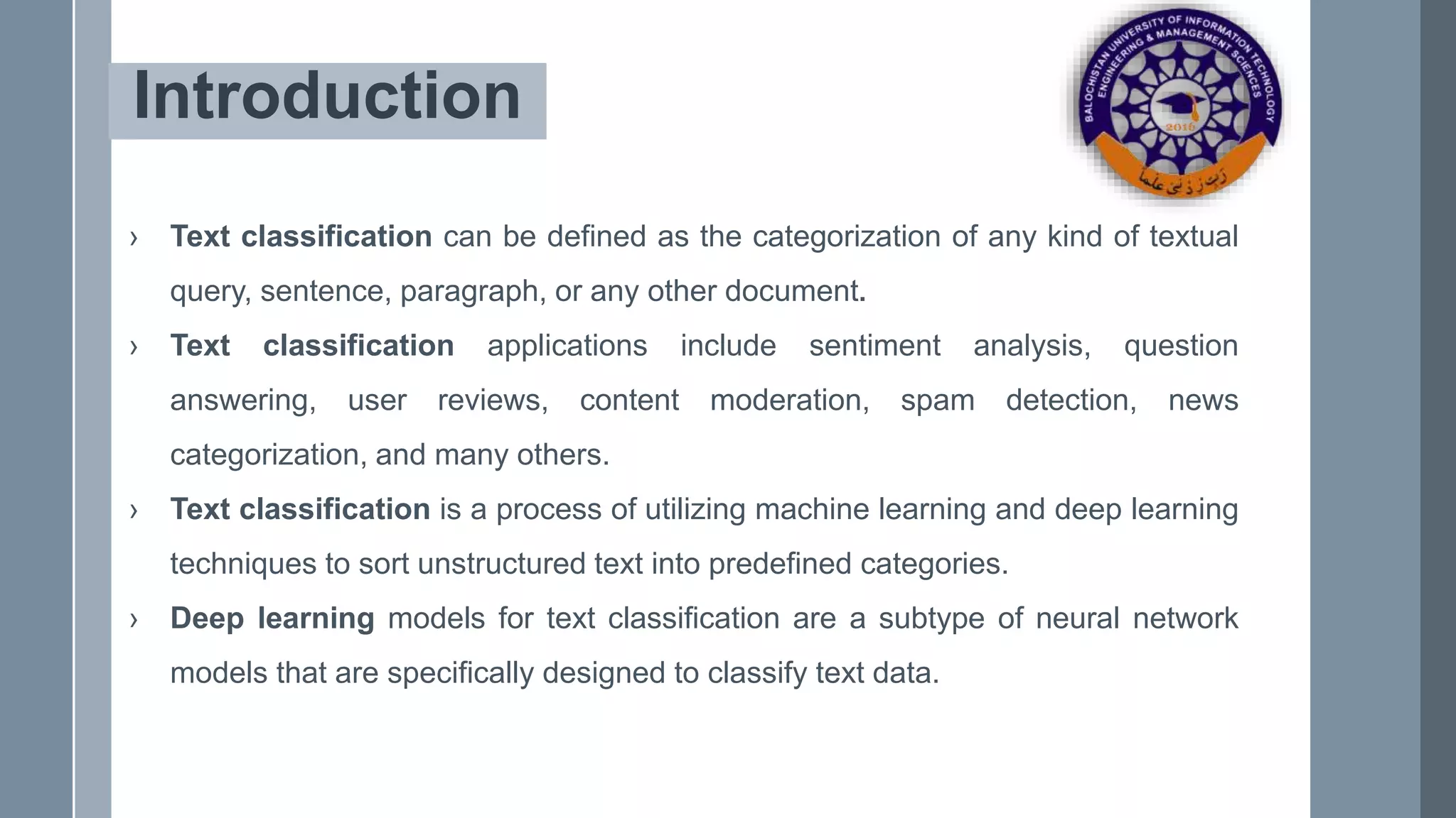 Balochi Language Text Classification Using Deep Learning 1.pptx | Artificial Intelligence ...