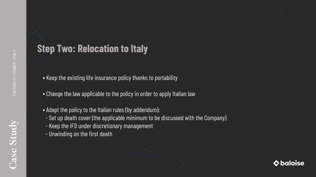 Case study : portability France Italy - Baloise - Life Insurance 360 | PPT