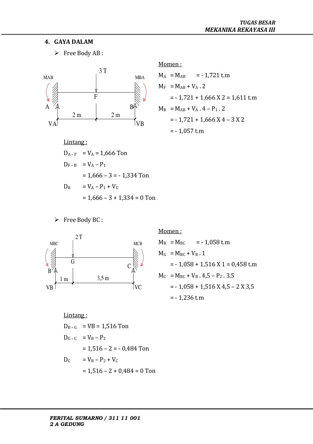 MEKANIKA REKAYASA 3 (METODE DALIL 3 MOMEN DAN METODE CROSS)