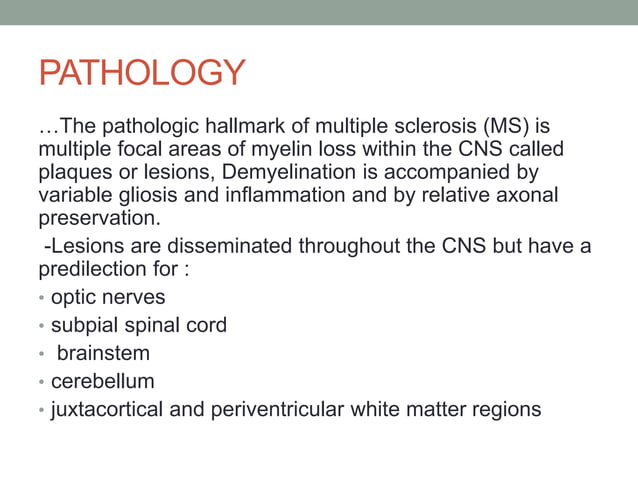 epidemiology and pathophysiology of multiple sclerosis | PPTX