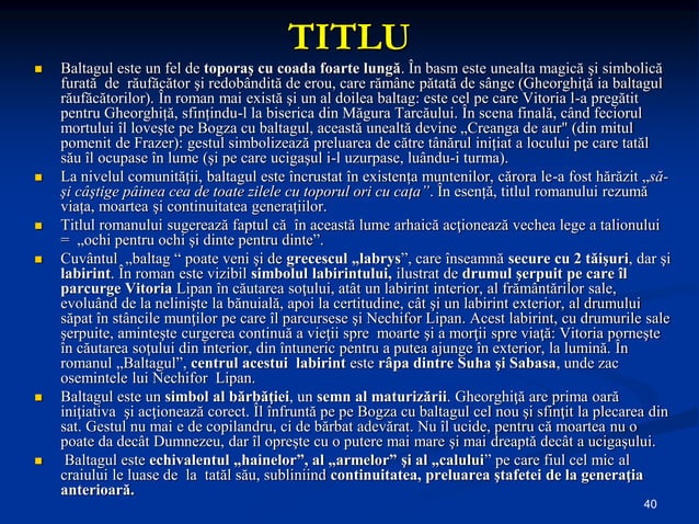 baltagul_prezentare.ppt, material util pentru liceu | PPT