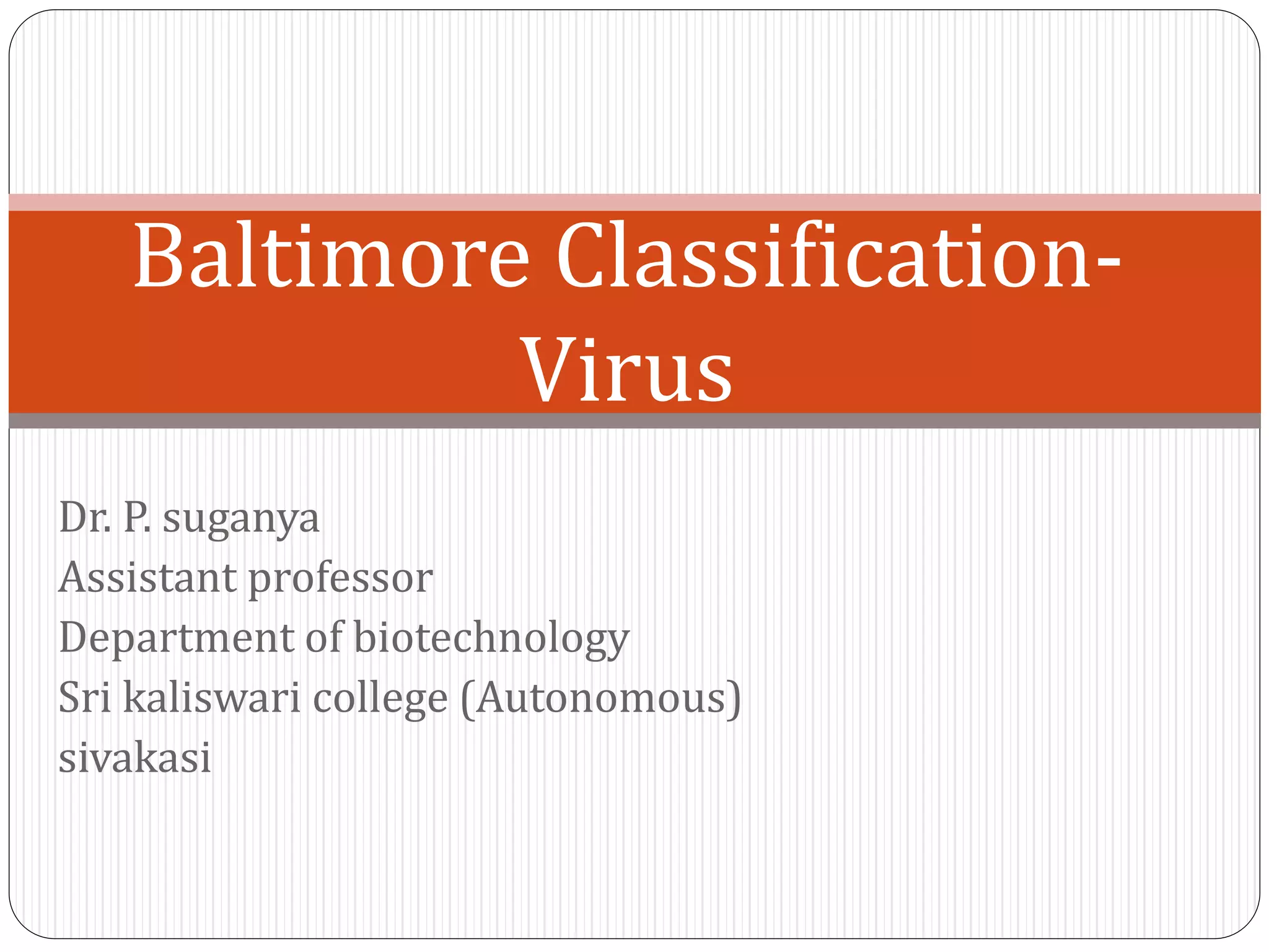 Baltimore classification virus | PPTX