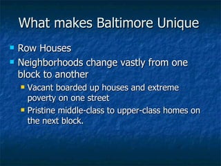 Baltimore Urban Programs Presentation | PPT