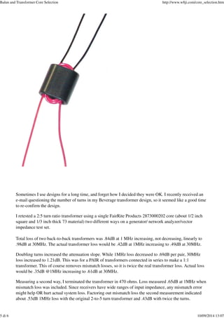 Balun and transformer core selection | PDF