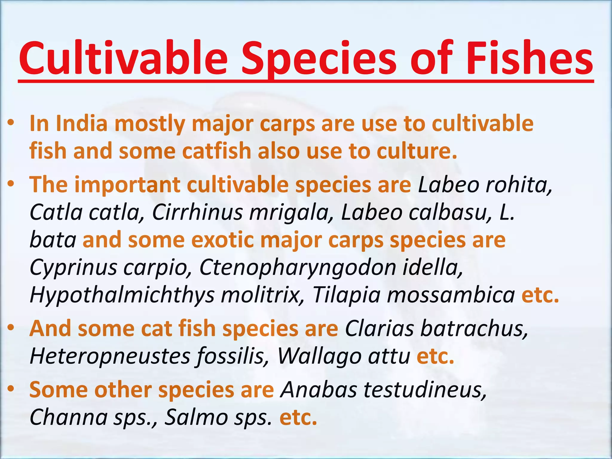Types of Cultivable Fishes | PPTX