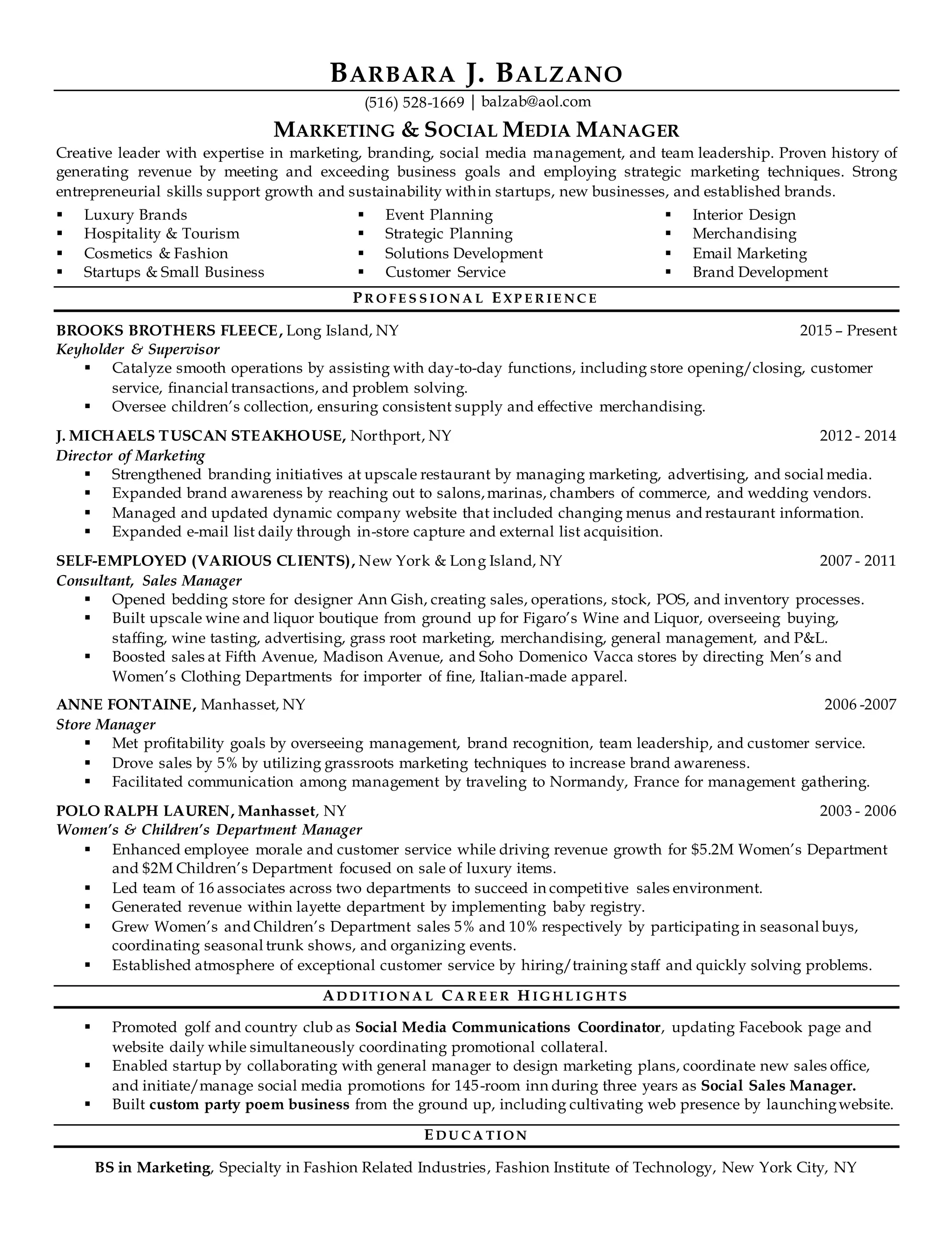 Balzano b resume rev1 | DOCX