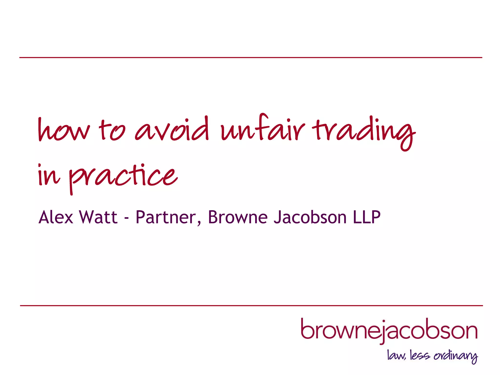 Brands Advertising and Marketing Event - How to avoid unfair trading in ...