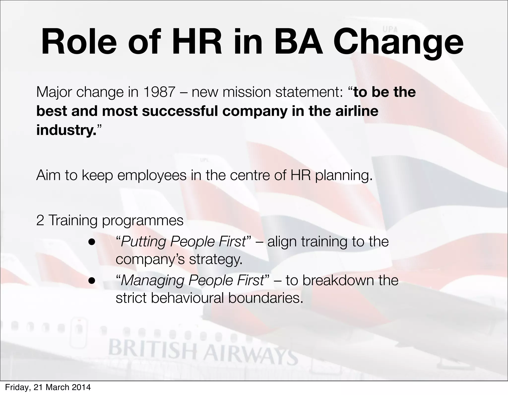 Managing Change at British Airways, An Introduction | PDF