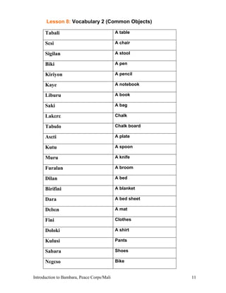 Basic Bambara Language Course | PDF