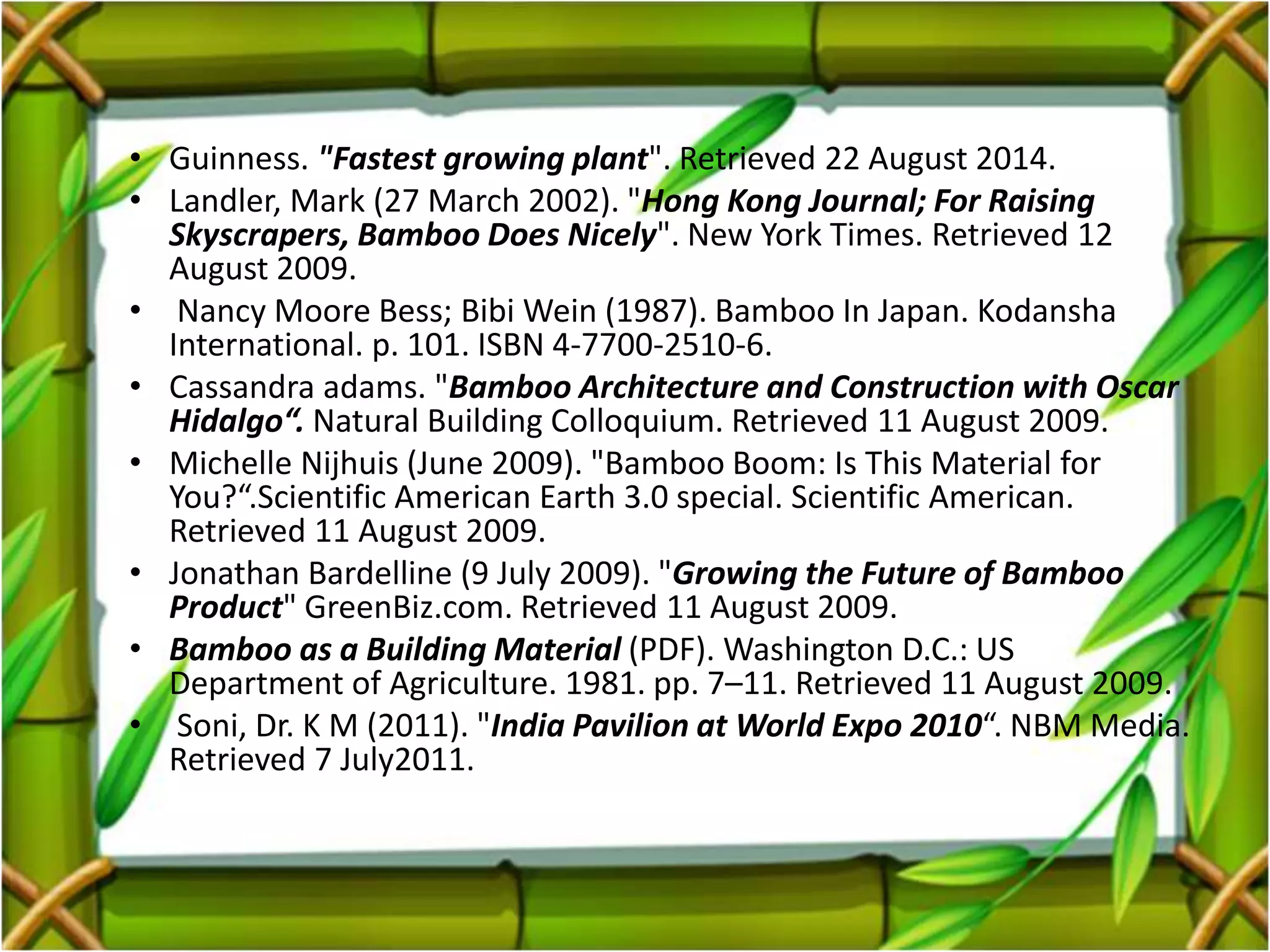 Bamboo as a building material | PPTX