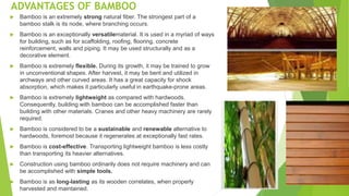 Bamboo as a sustainable building material ppt | PPTX