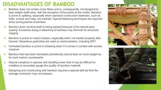 Bamboo as a sustainable building material ppt | PPTX