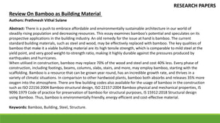 Material properties and sustainability : Bamboo | PDF