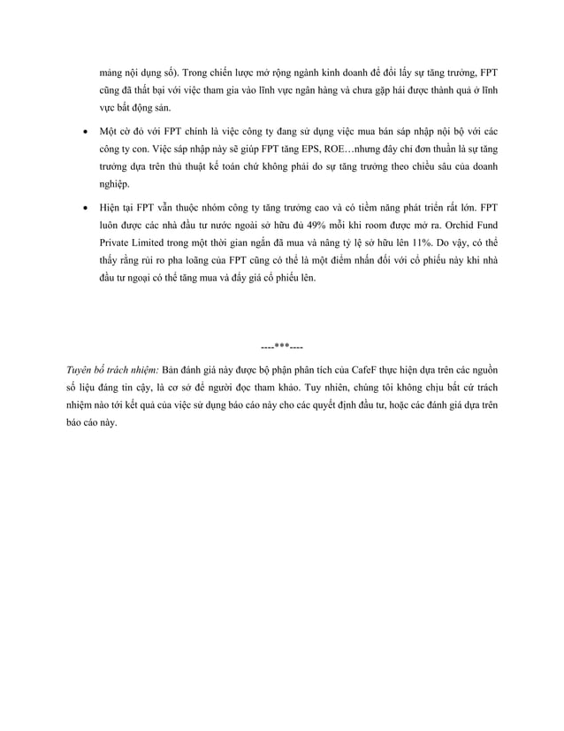 Ban danh gia tinh hinh kinh doanh FPT | PDF