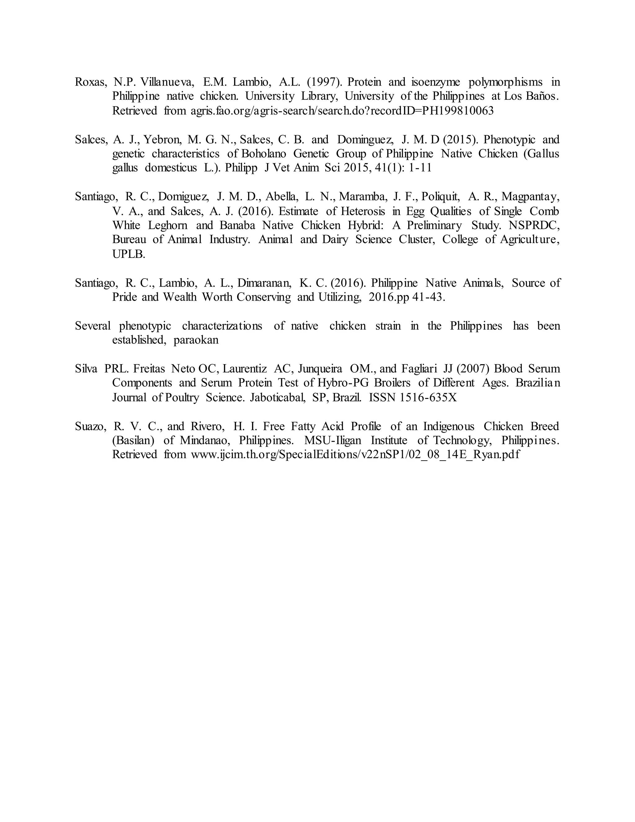 Philippine Native Chicken: The BANABA NATIVE CHICKEN of CALABARZON | DOCX