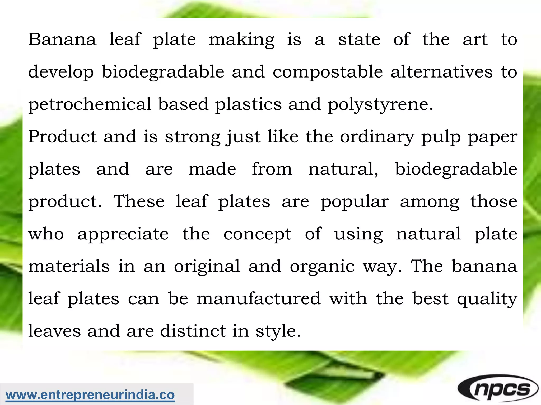 Banana Leaf Plate Manufacturing: The Making of By-Product of Banana ...