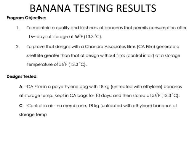 Banana Shelf Life Testing | PPT