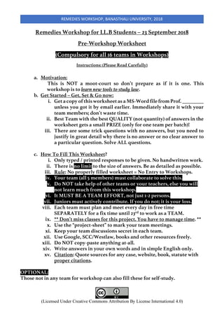 Banasthali 2018 workshop master sheet | PDF