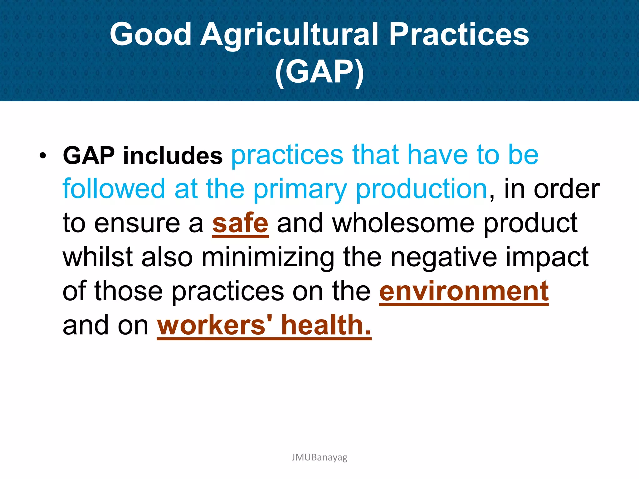 Good Agricultural Practices (GAP) | PDF