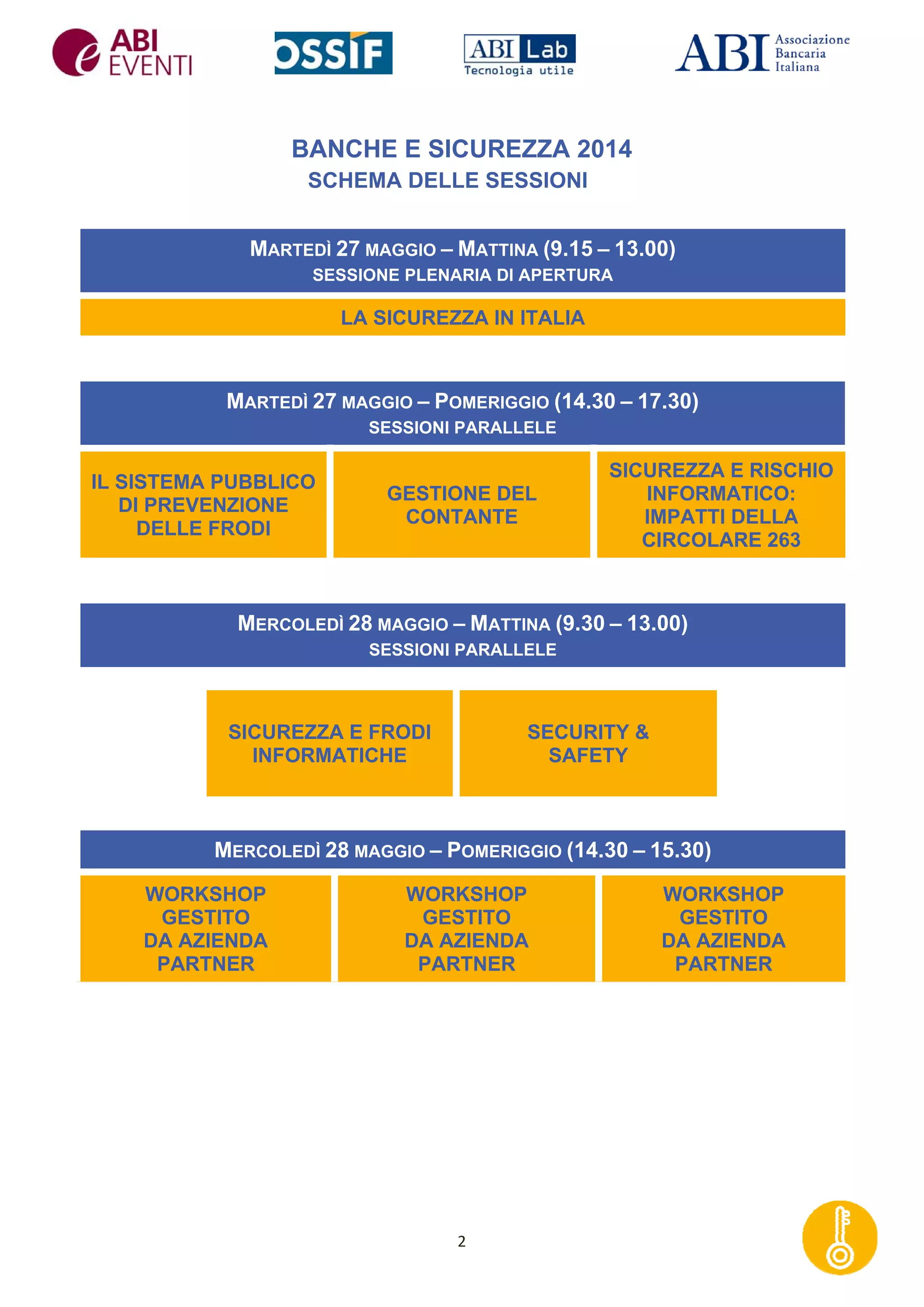 Banche e sicurezza 2014 schema delle sessioni | PDF