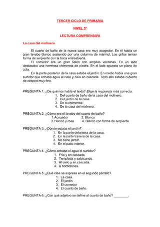 Banco de-lecturas-tercer-ciclo-primaria tarea | DOC