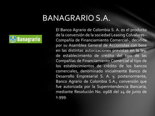Bancos comerciales de Colombia | PPTX