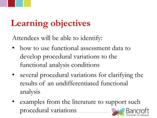 Bancroft | Assessment of Challenging Behavior: Beyond the Basic ...