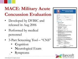 Bancroft Traumatic Brain Injury in the Military | PDF