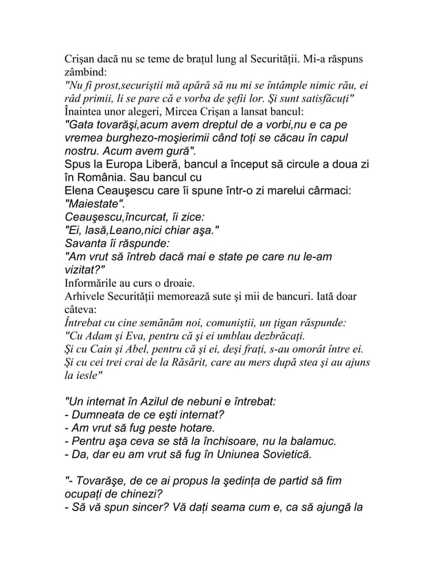 Bancuri din arhiva securitatii | PDF