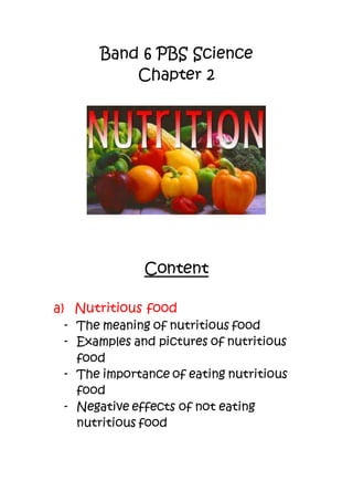 Band 6 pbs science | DOCX | Nutrition | Healthy Living