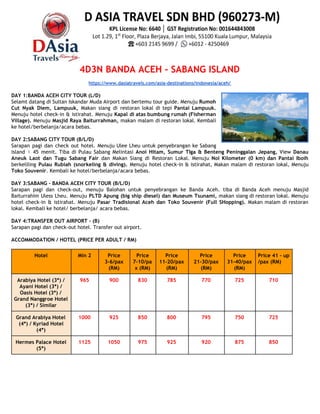 Aceh Tour Package- Banda Aceh, Sabang Island Exclusive- D Asia Travels | PDF | Asia Travel ...