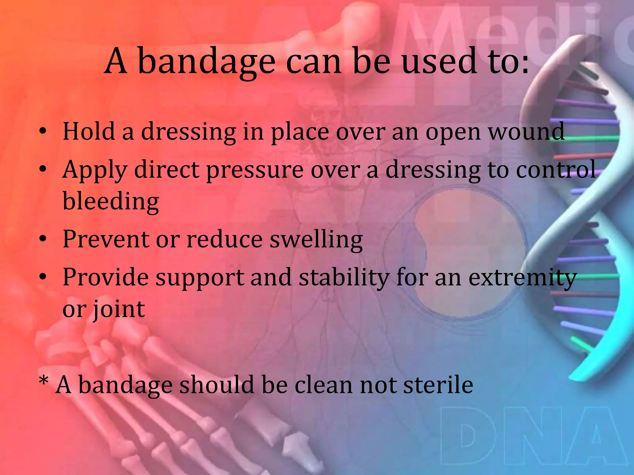 Bandaging and Splinting & Slings; Techniques and Types (Health Subject ...